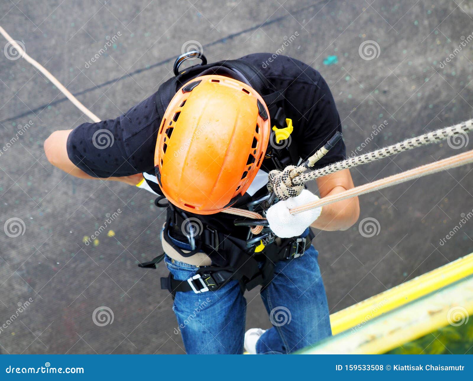 Firefighters are Rappelling and Climbing Ropes Stock Photo - Image of ...