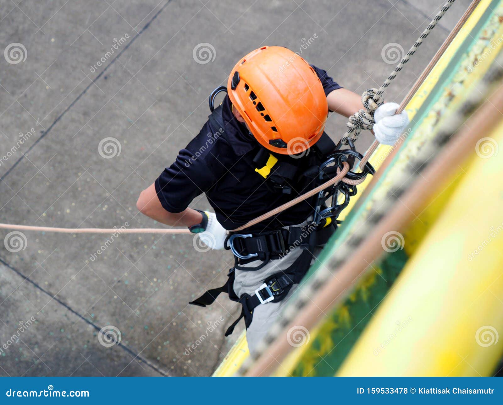 Firefighters are Rappelling and Climbing Ropes Stock Photo - Image of ...