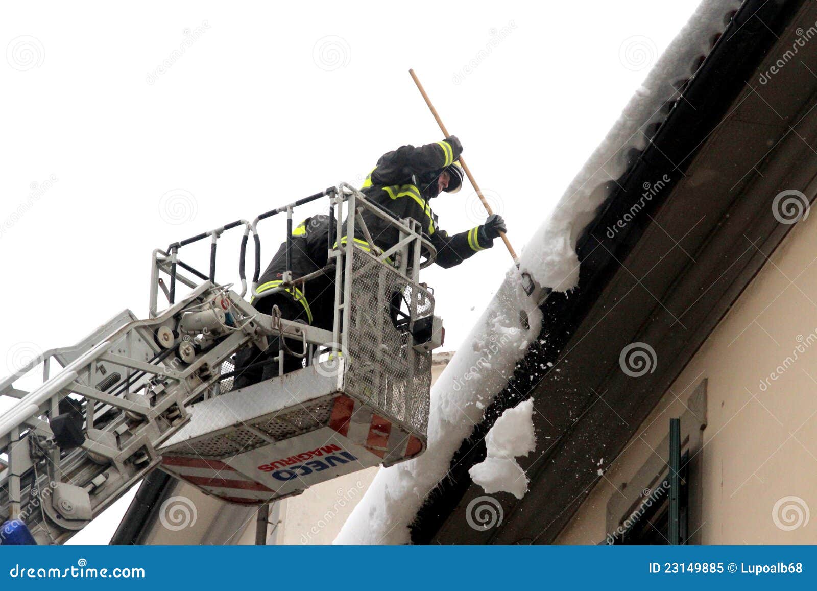 Firefighters Remove Snow from the Eaves Editorial Image - Image of ...