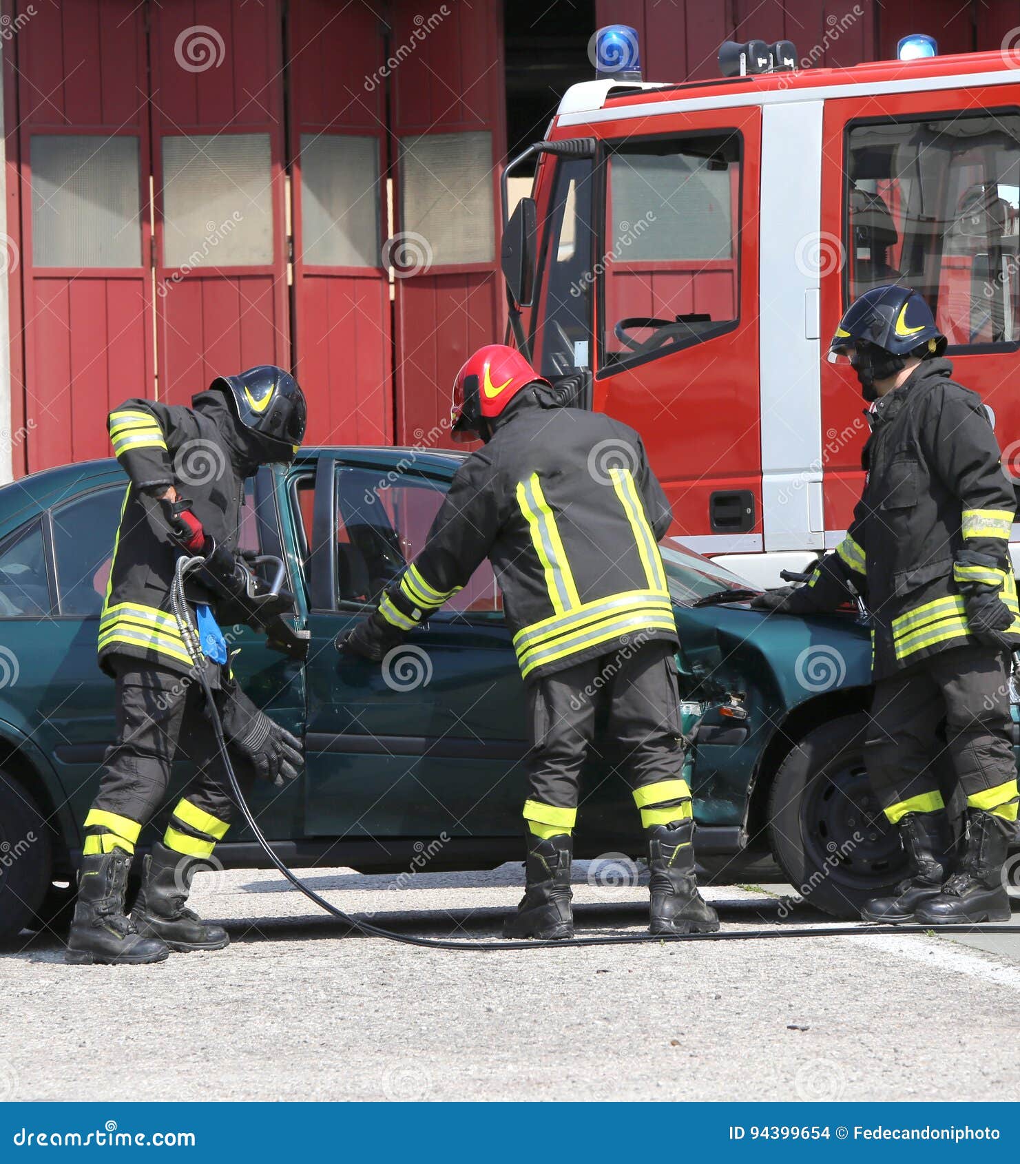 Firefighters after Road Accident Editorial Stock Image - Image of ...