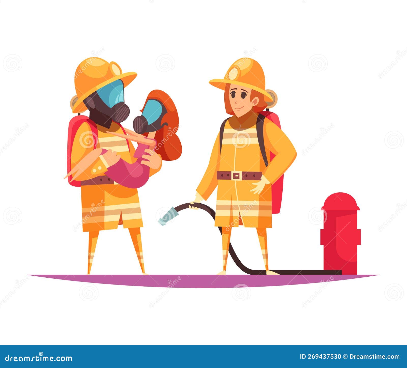 Firefighters Saving People Composition Stock Vector - Illustration of ...