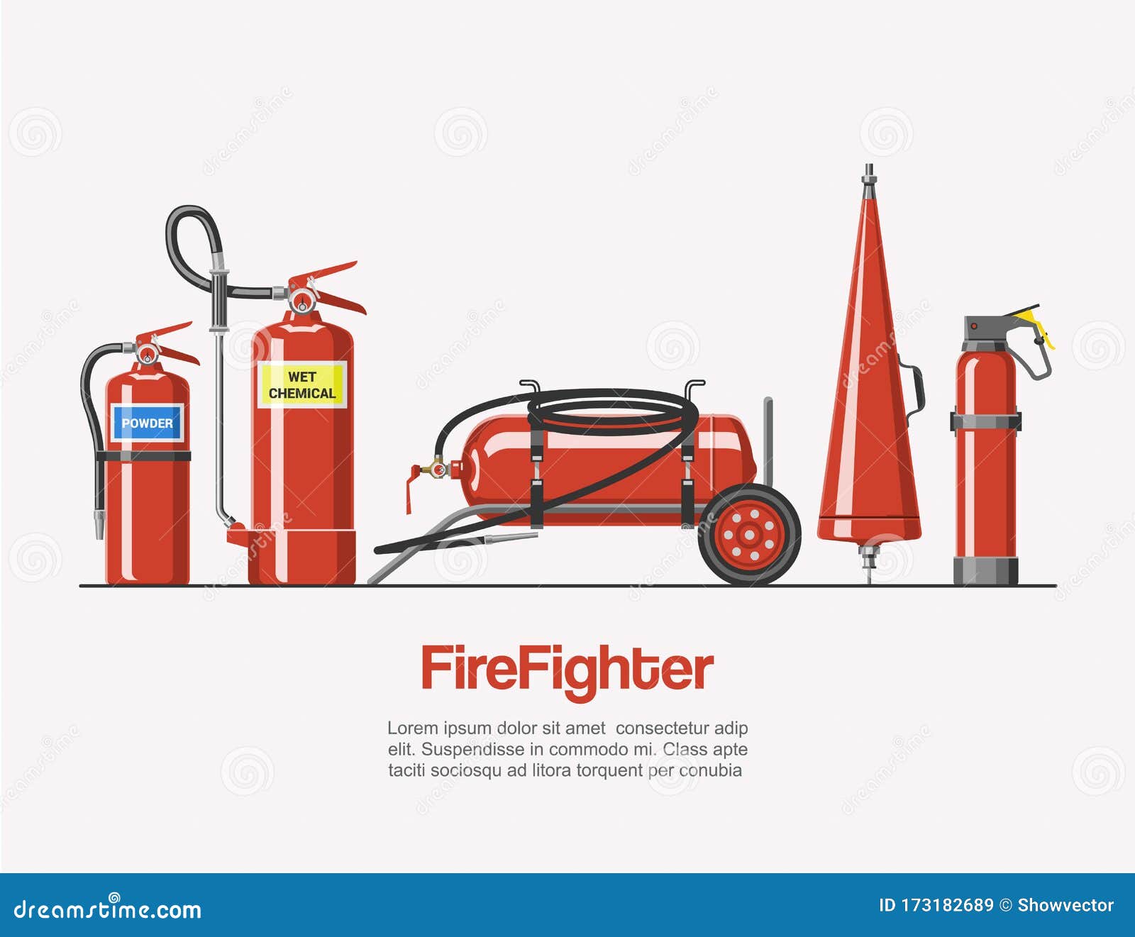 Firefighter Service Tools, Vector Illustration. Cartoon Firefighter ...