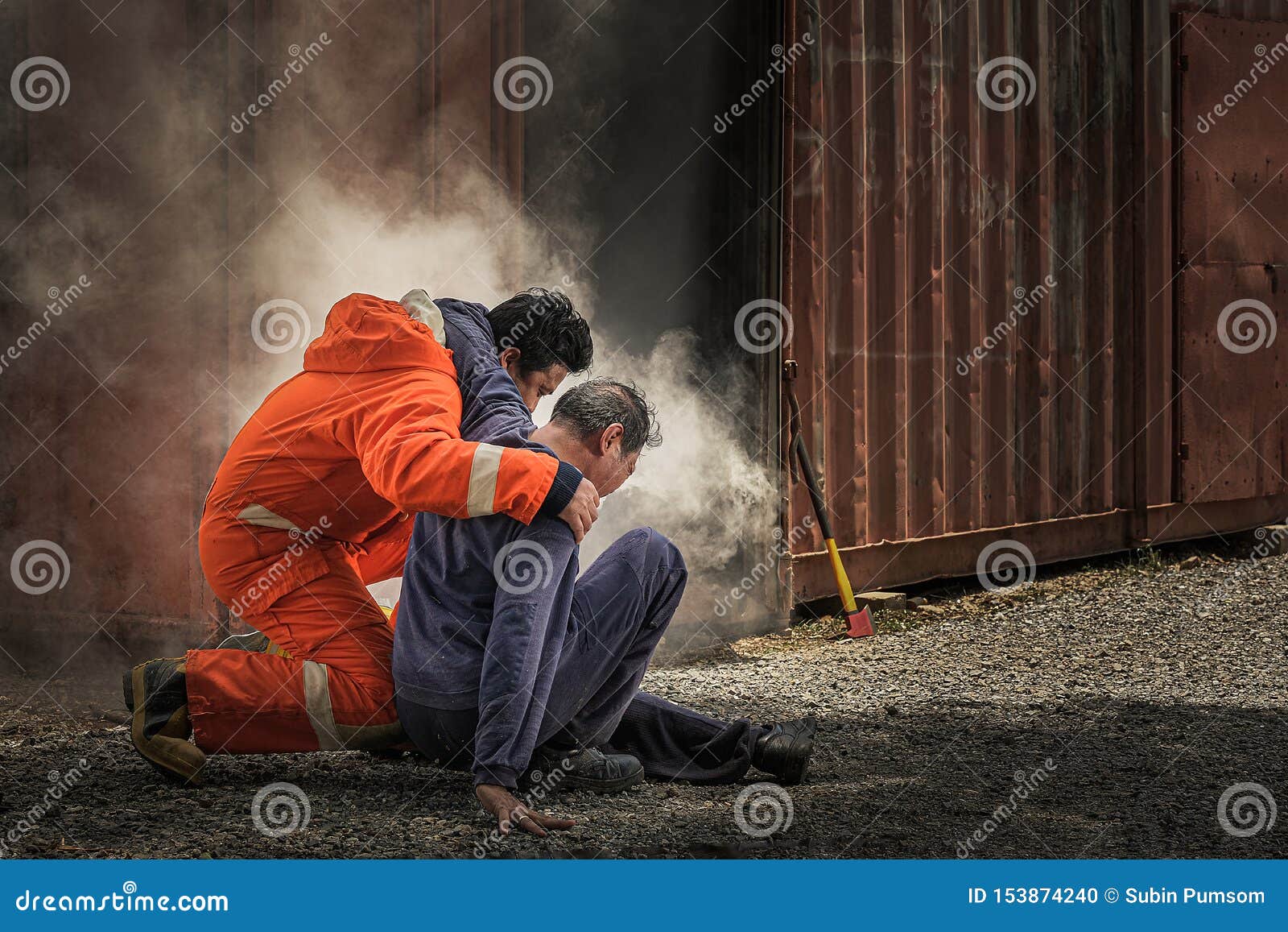 Firefighters Teach How Help those Who are Burned Stock Photo - Image of ...
