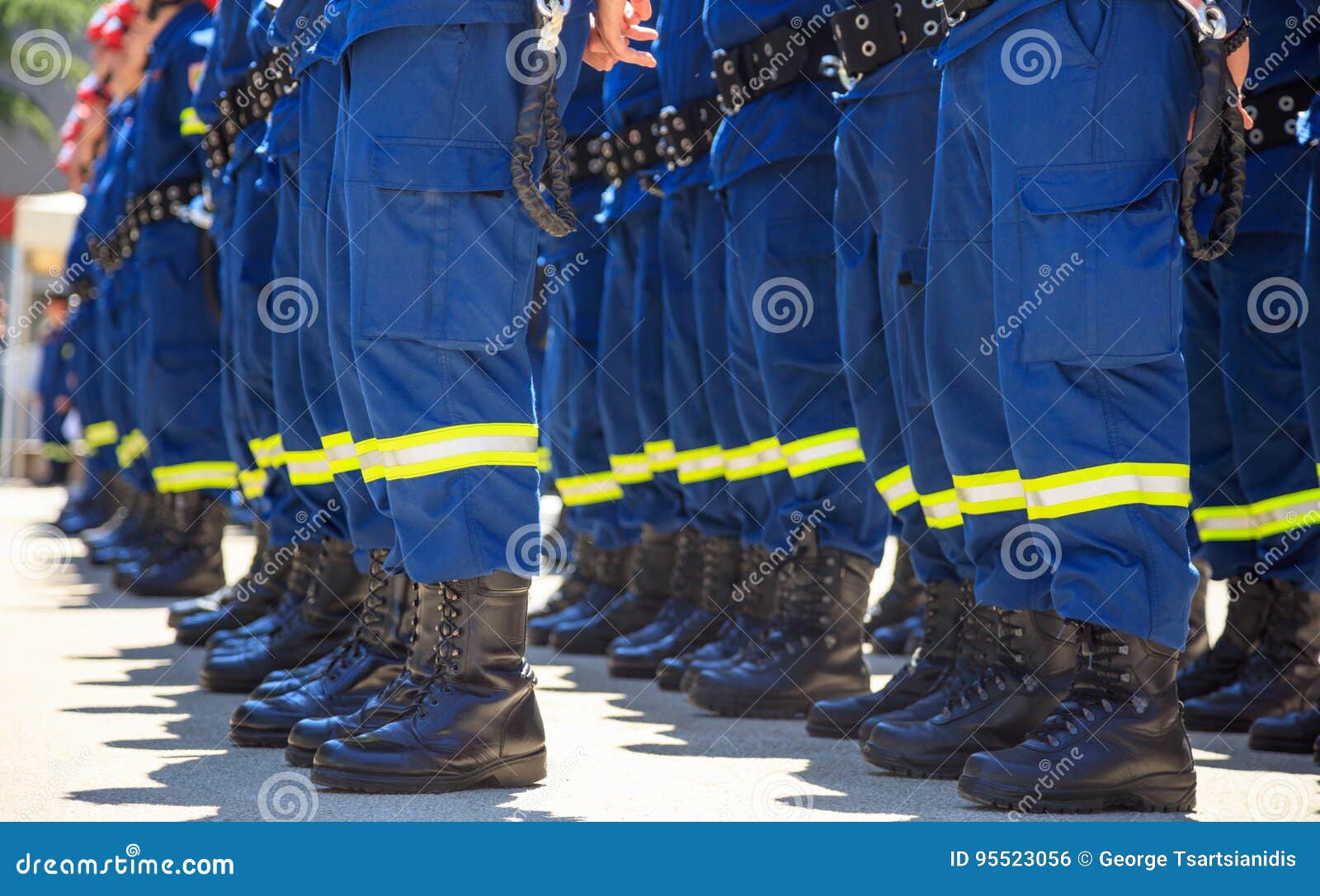 Firefighters in Their Uniforms Standing in Line Stock Photo - Image of ...