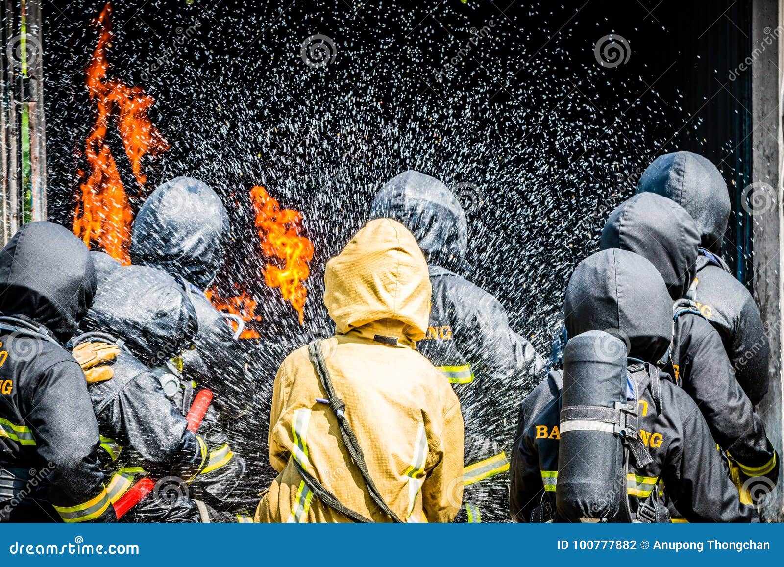 Firefighters training stock photo. Image of crisis, explosion - 100777882