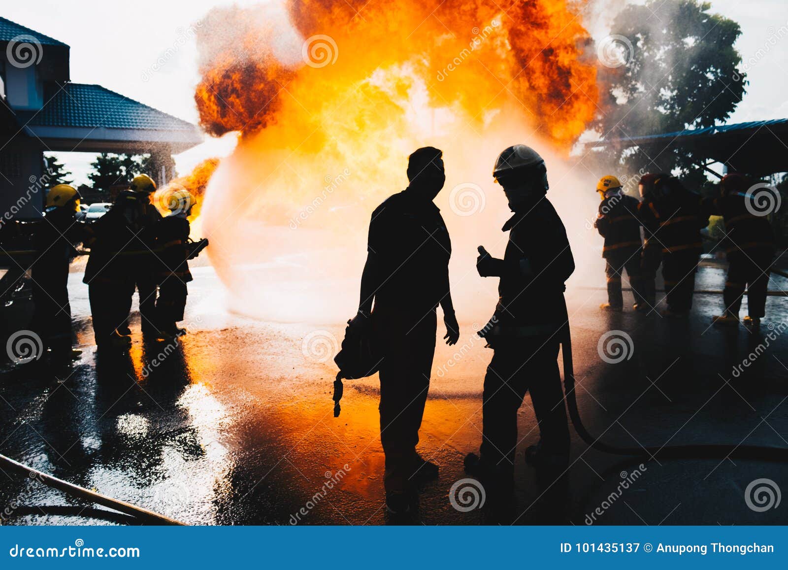 Firefighters training stock image. Image of drill, help - 101435137