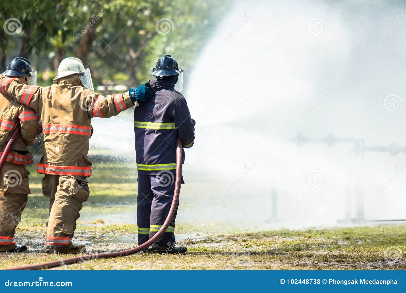 Firefighters are Training for Fighting. Stock Photo - Image of fire ...
