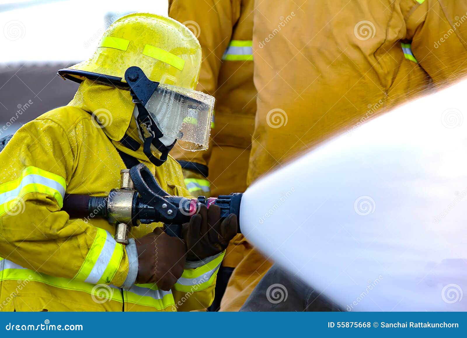 Firefighters Training,Team Practice To Fighting With Fire In Emergency ...