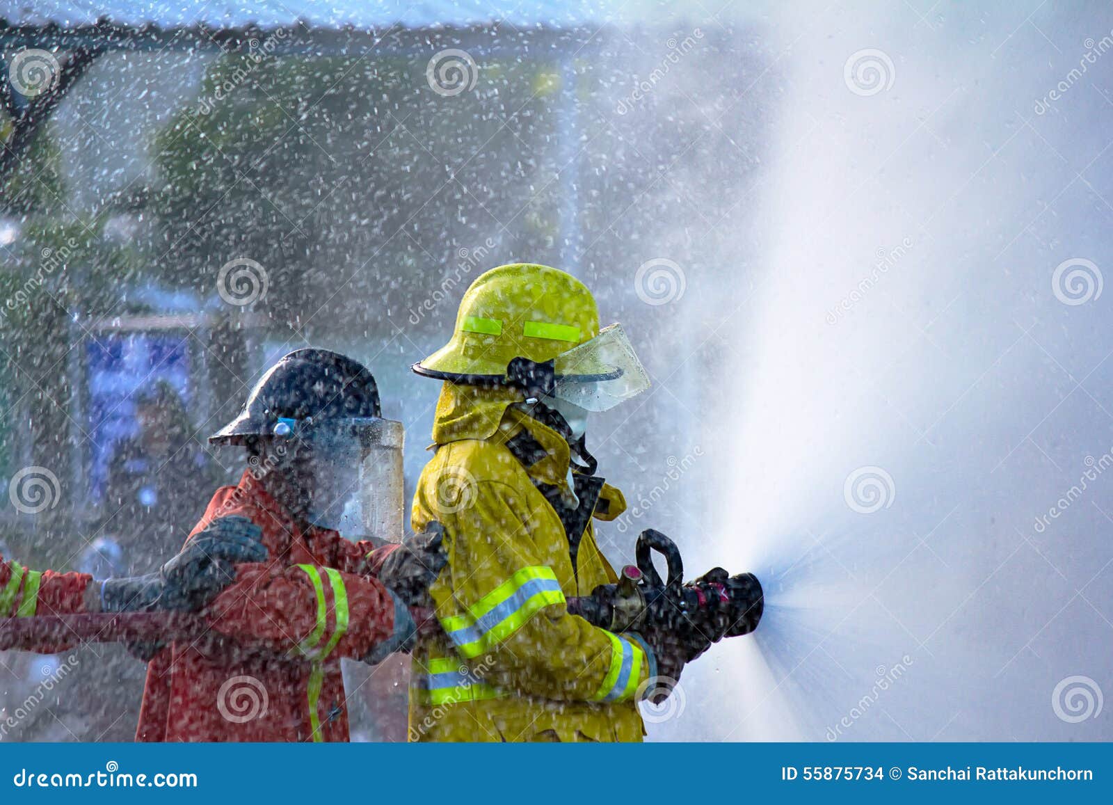 Firefighters Training,Team Practice To Fighting With Fire In Emergency ...