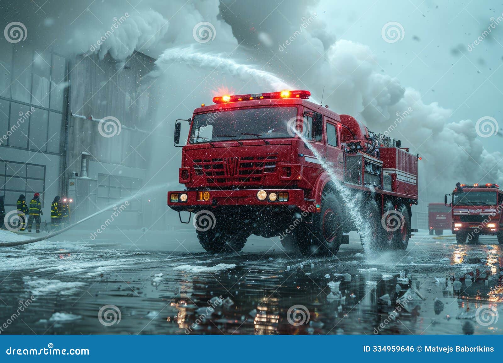 Firefighters Using Boom Crane To Extinguish Warehouse Fires from Height ...