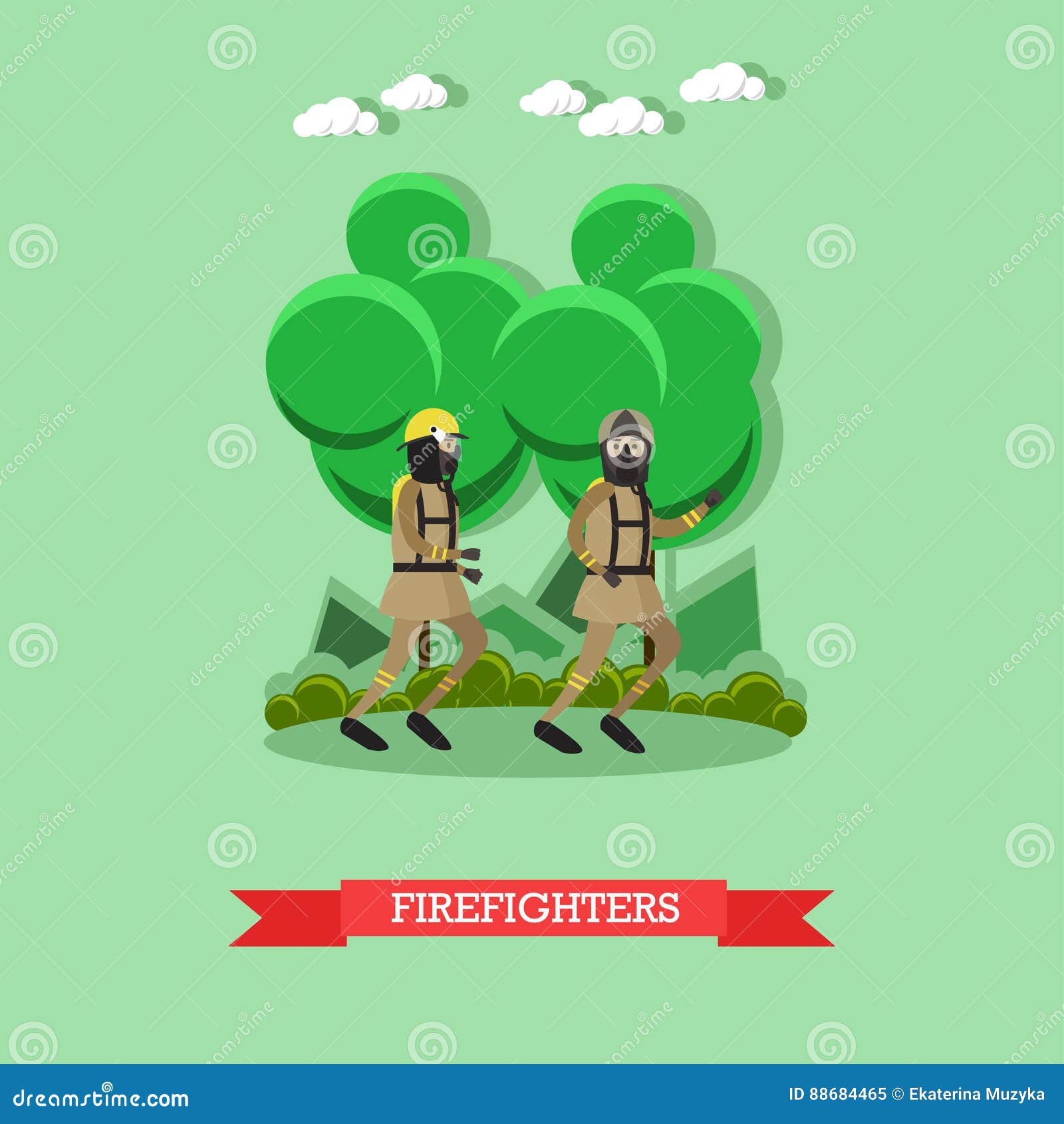 Firefighters Vector Elements For Labels Or Logos | CartoonDealer.com ...