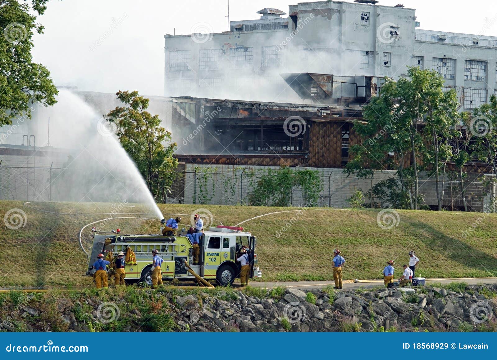 Firefighters at Warehouse Fire Editorial Stock Image - Image of ...