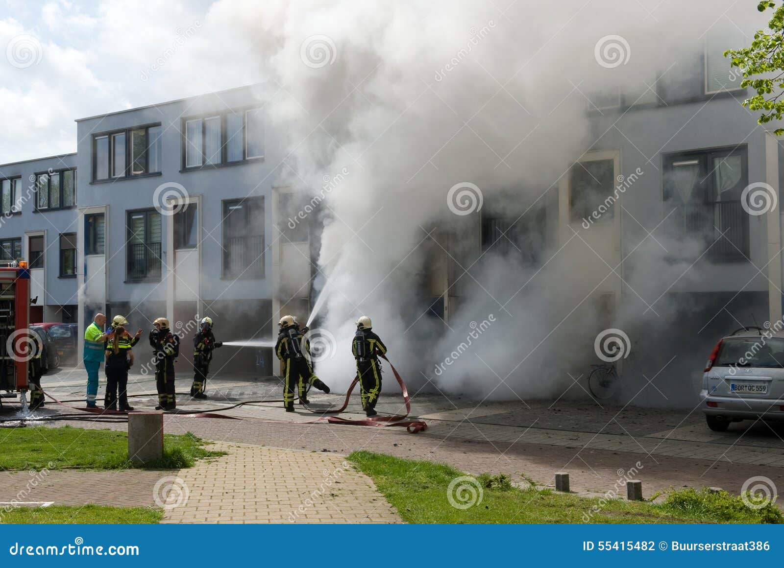 Firefighters at work editorial photography. Image of fire - 55415482