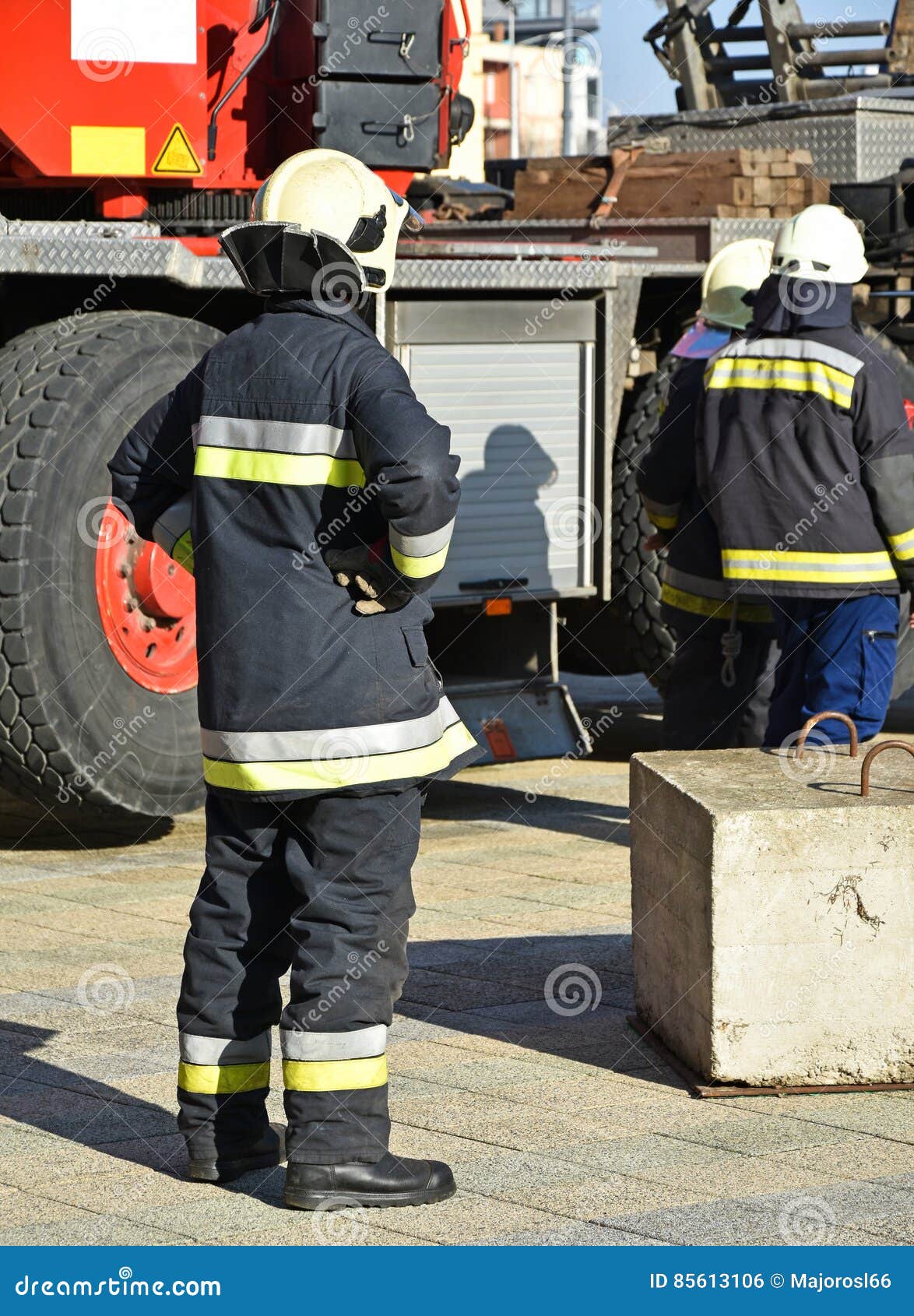 Firefighters at work stock photo. Image of services, equipment - 85613106