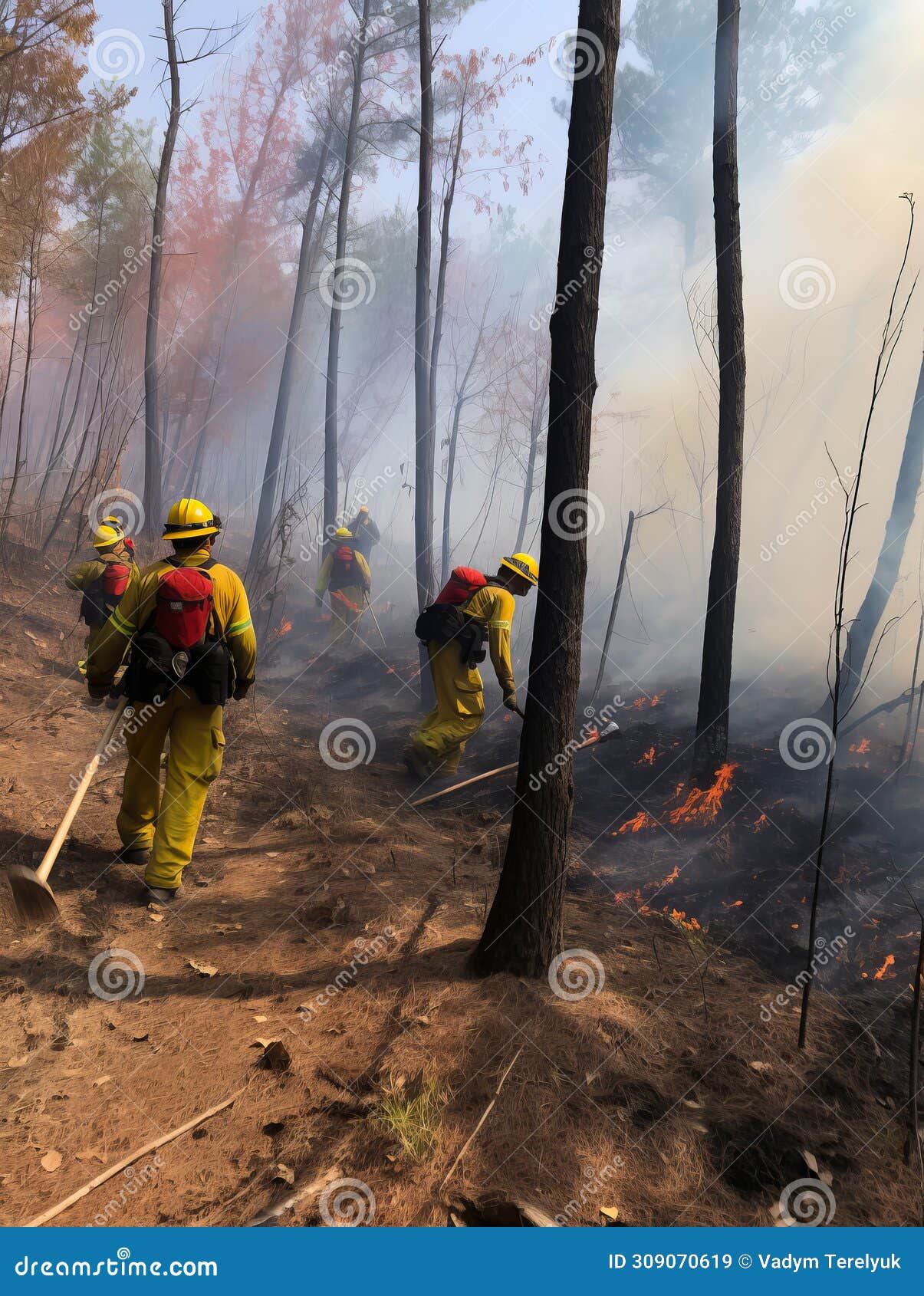 Firefighters Work To Control Forest Fire Stock Image - Image of ...