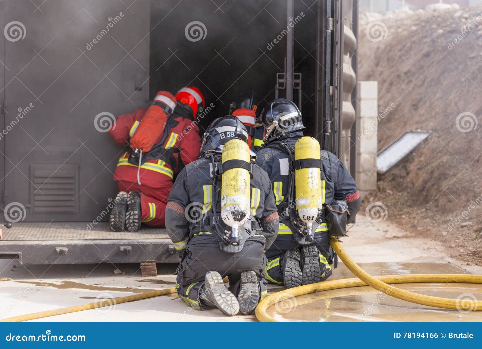 Firefighters working stock photo. Image of action, people - 78194166