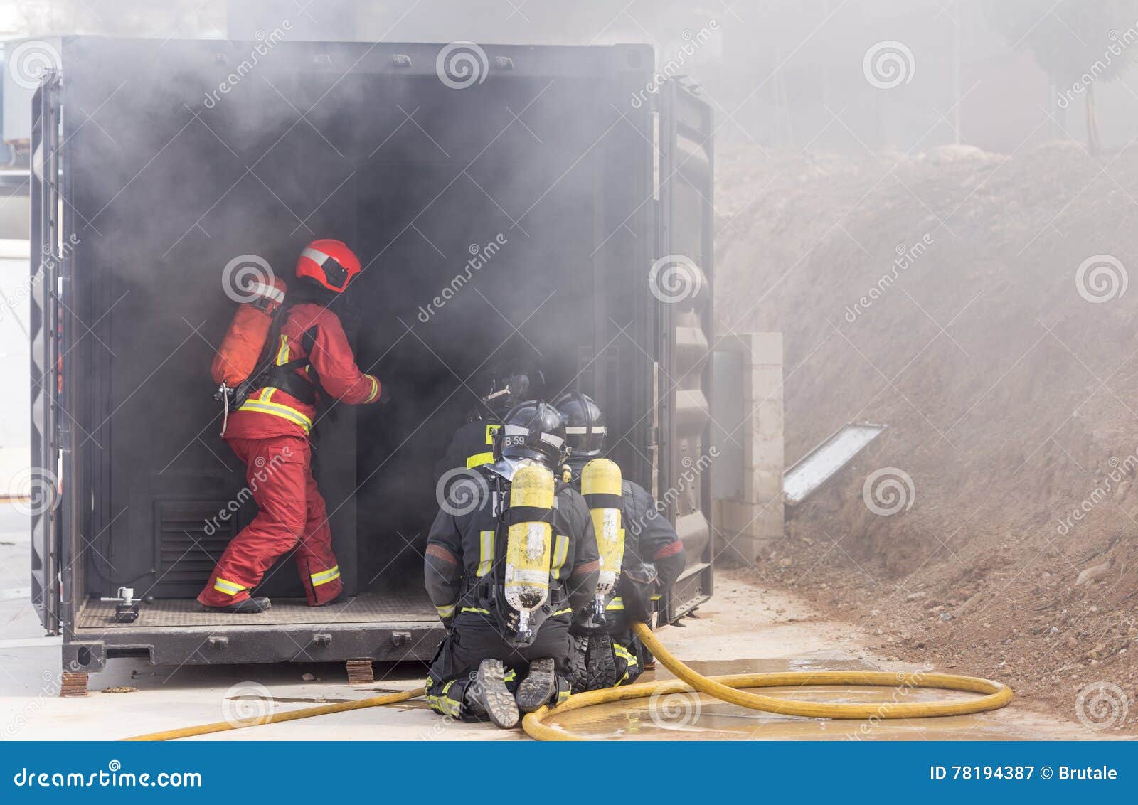 Firefighters working stock image. Image of action, steam - 78194387