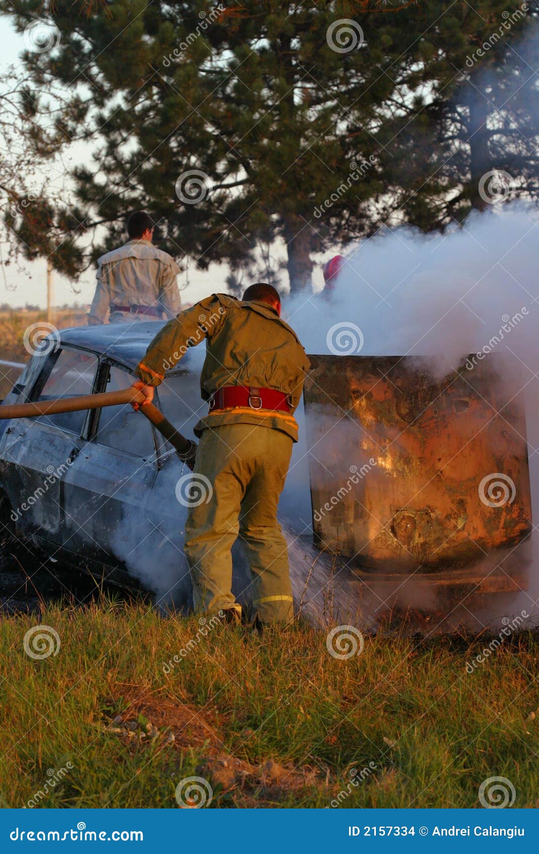 Firefighter Dousing House Fire Royalty-Free Stock Image | CartoonDealer ...