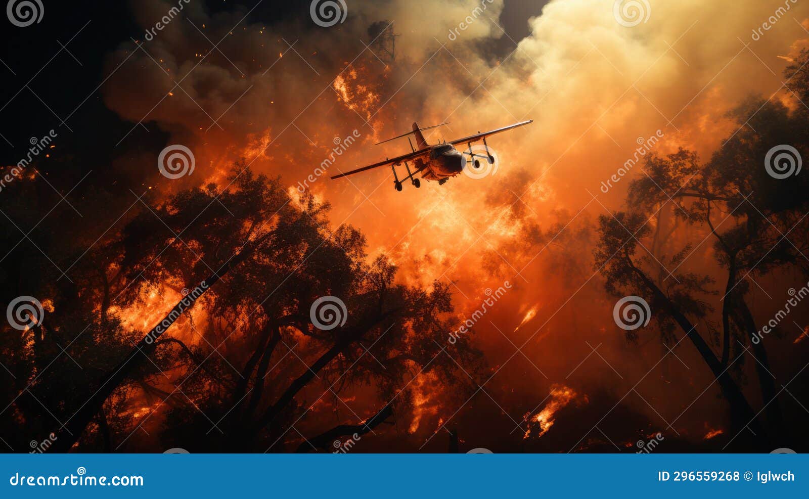 Firefighting Aircraft in Action Against a Devastating Forest Fire at ...