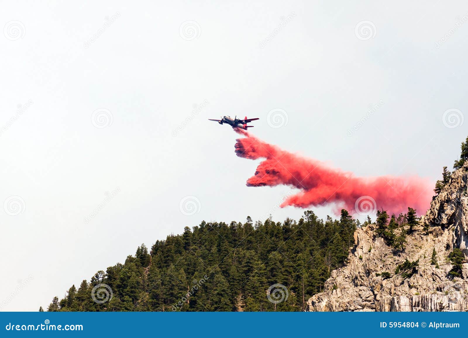 Firefighting Aircraft In An Emergency Situation, Water Intake. Royalty ...