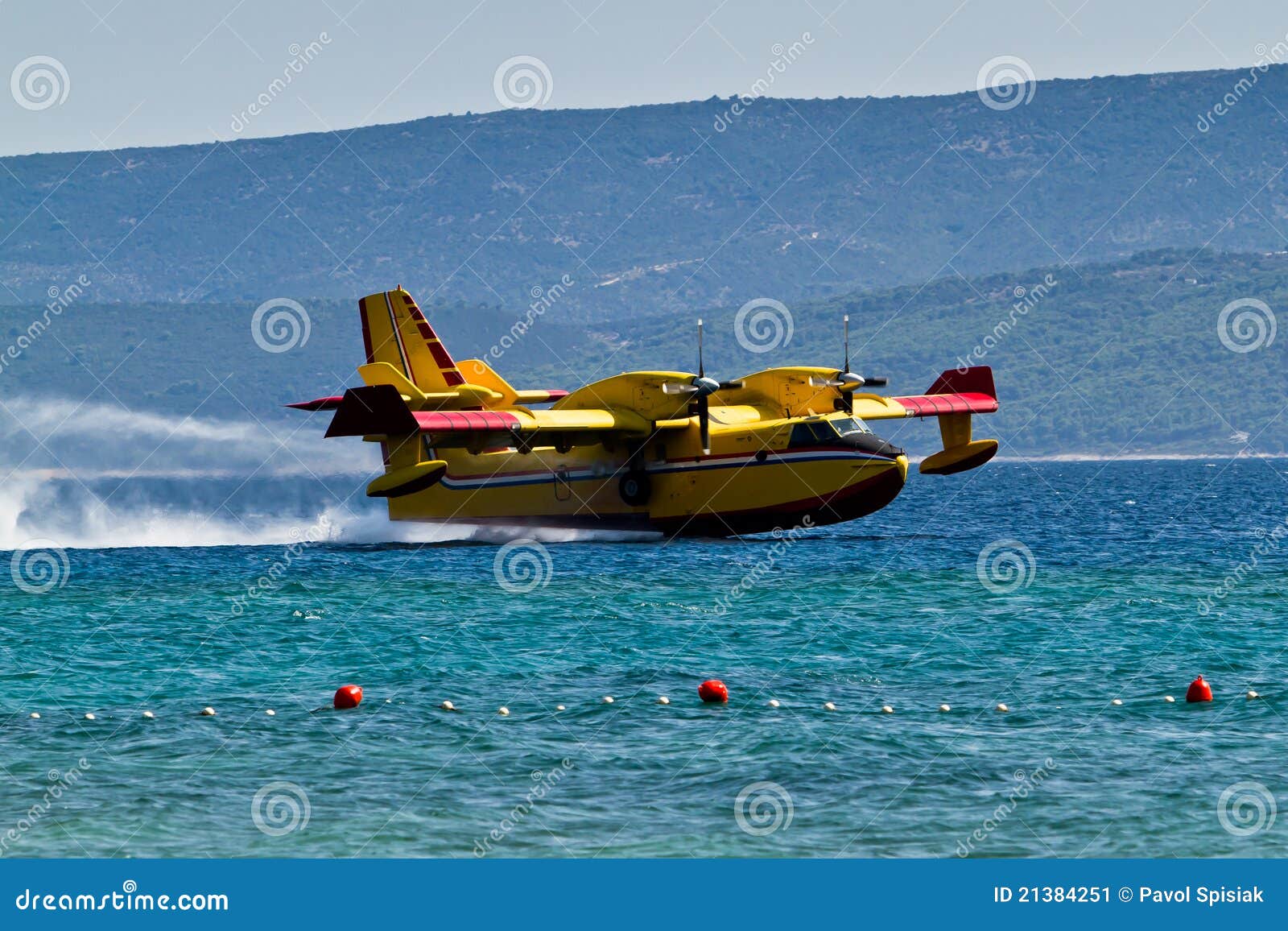 Firefighting Aircraft Landing for Pick Up Water Stock Image - Image of ...