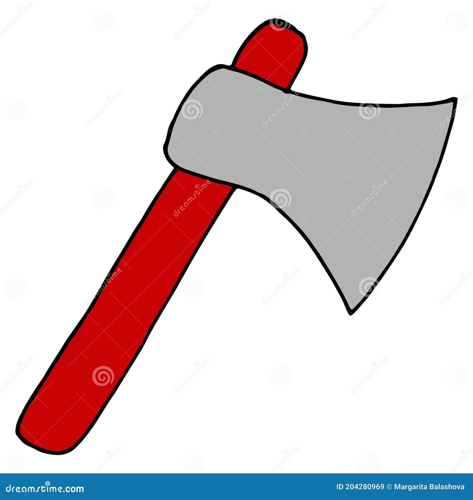Firefighting Ax, Doodle Style Vector Element, Black Outline, Stock ...
