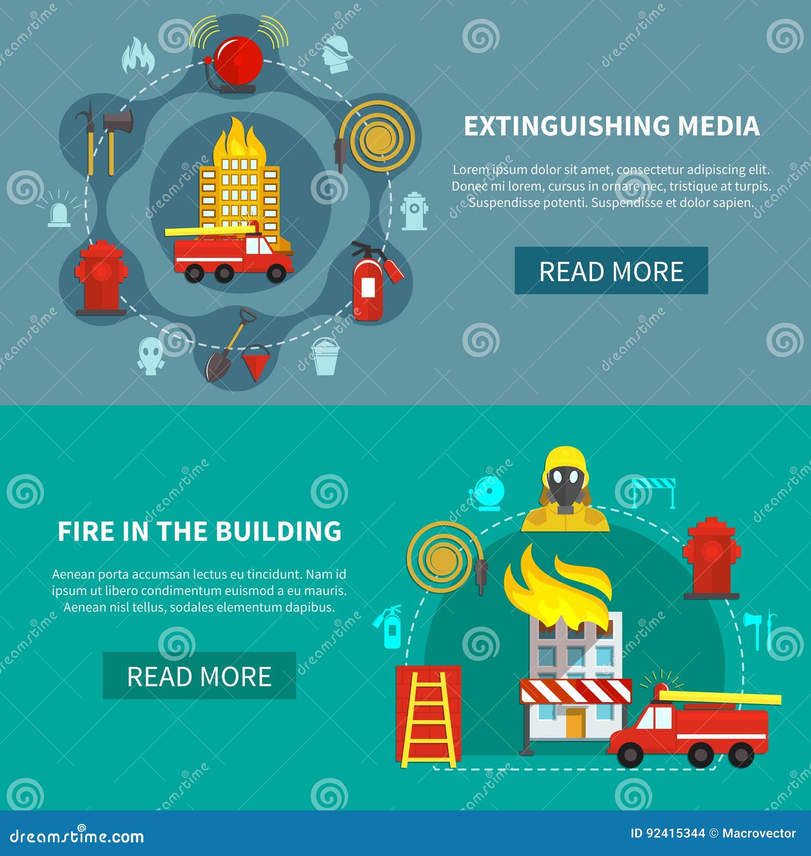 Firefighting Banners Set stock vector. Illustration of element - 92415344