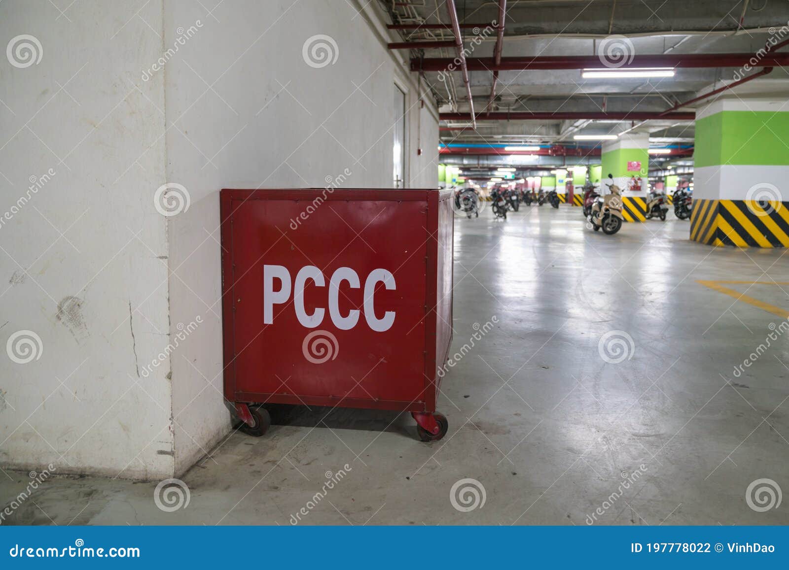 Firefighting Box with Sand in Underground Parking of Modern Building ...