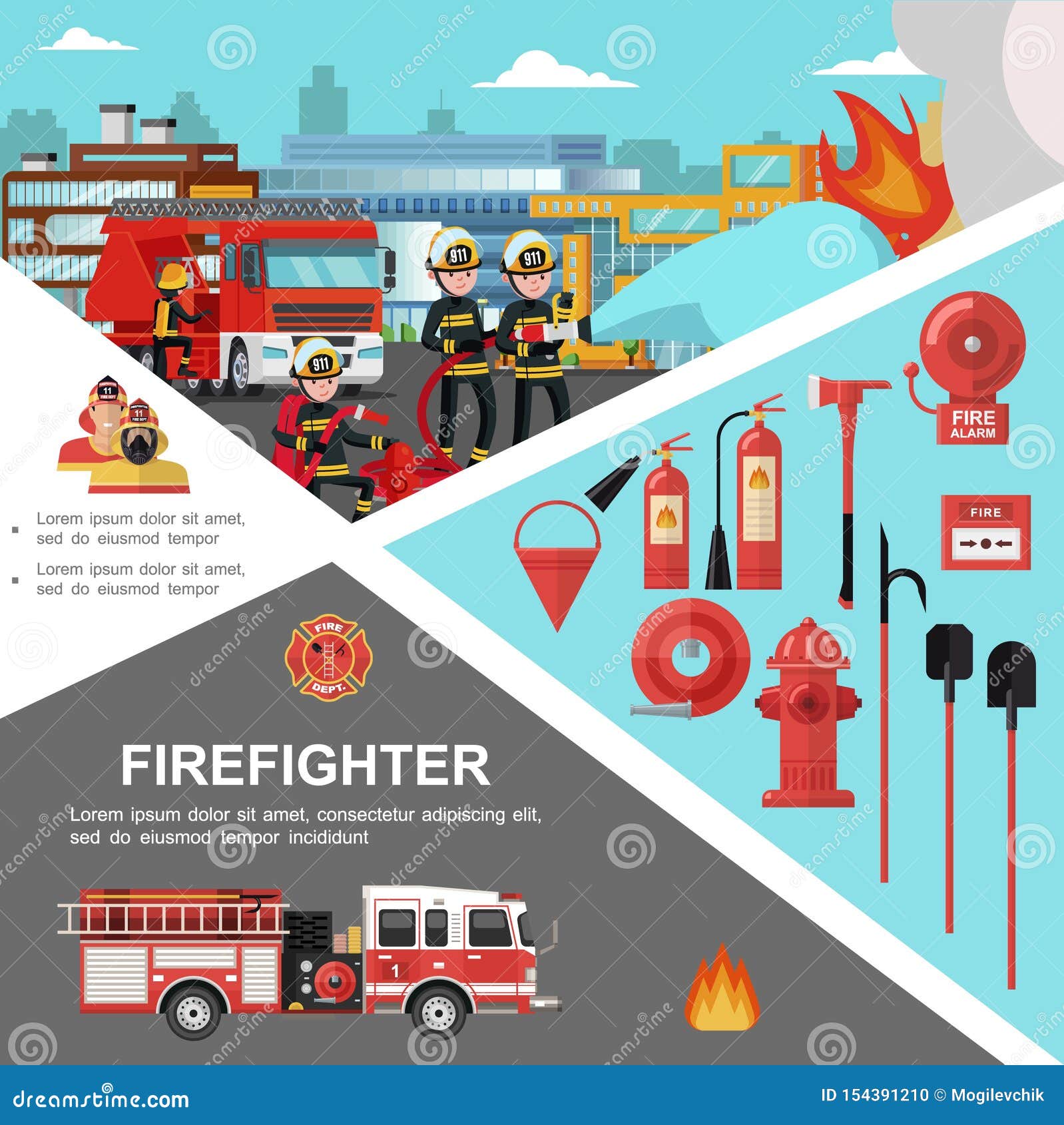 Firefighting Colorful Template Stock Vector - Illustration of fire ...