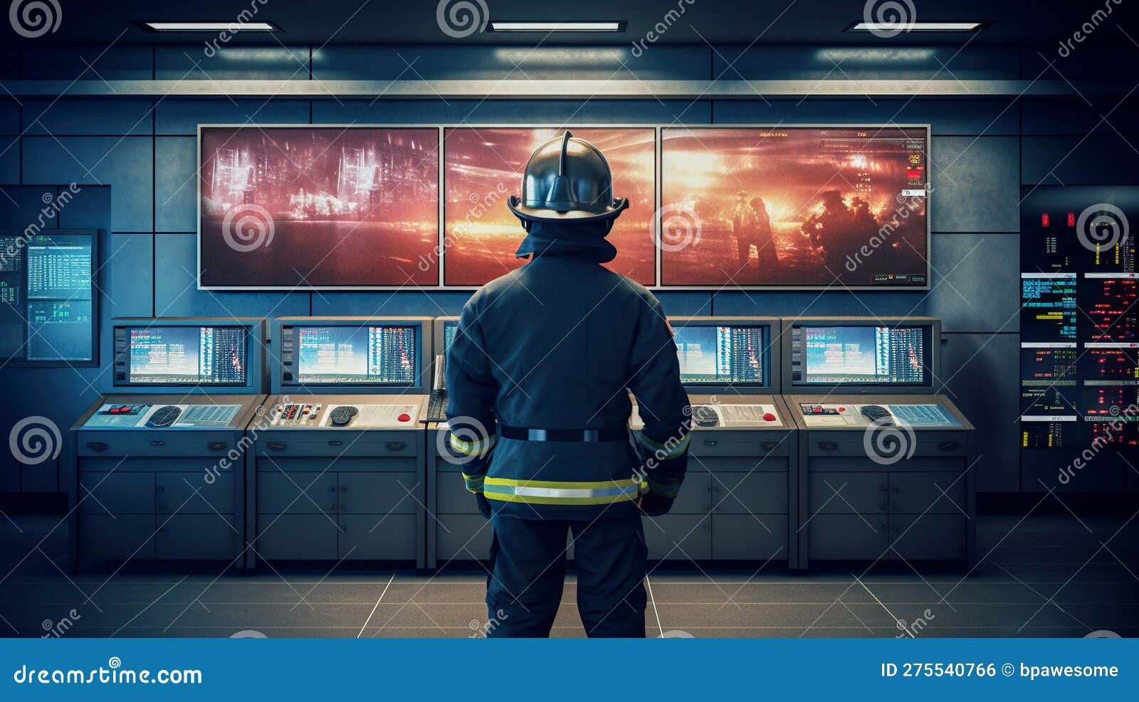 Firefighting Command Center - Fire Officer Leading Firefighters in ...