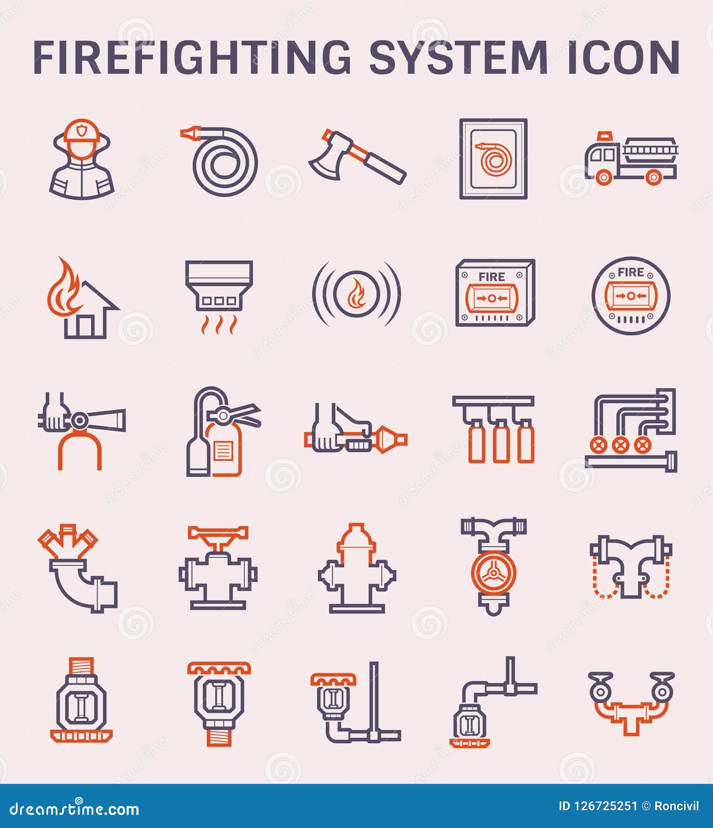 Firefighting system icon stock vector. Illustration of extinguish ...