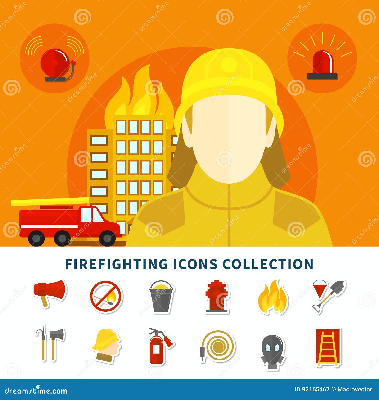 Firefighting Icons Collection Stock Vector - Illustration of ...