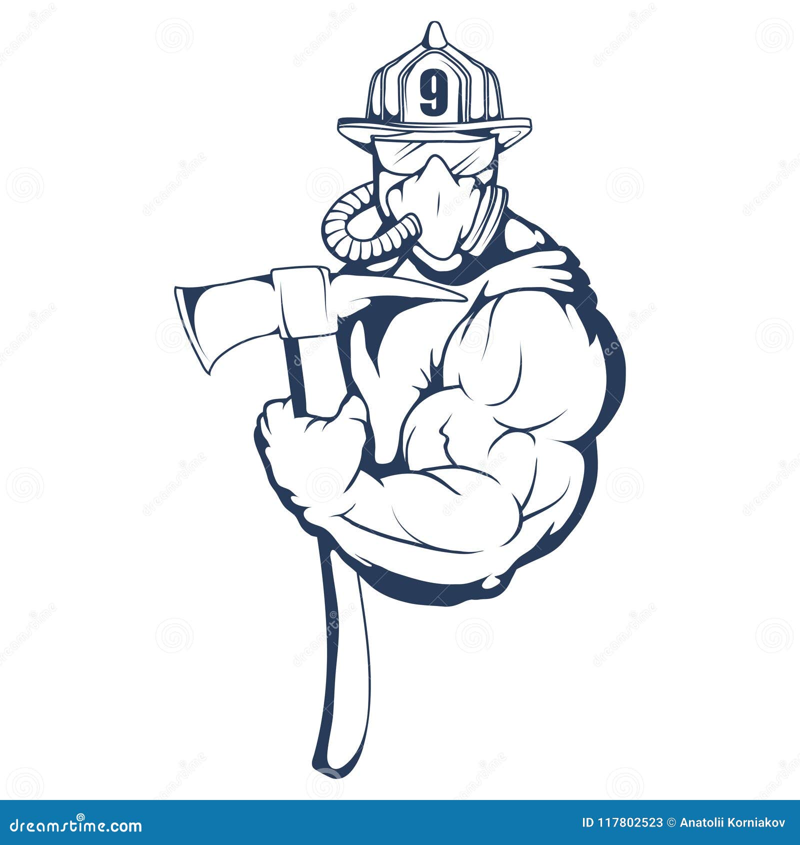 Firefighting Logo. the Fireman`s Head in a Mask. Fire Department Label ...