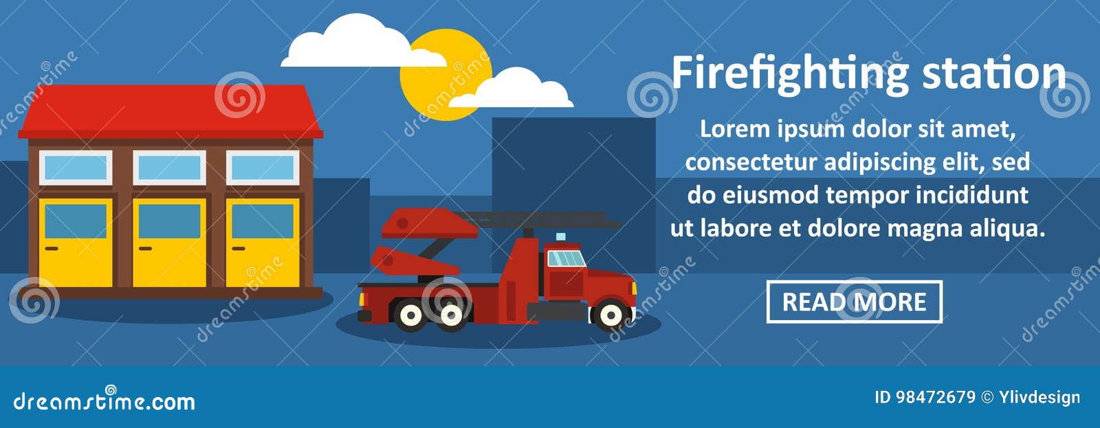 Firefighting Station Banner Horizontal Concept Stock Vector ...