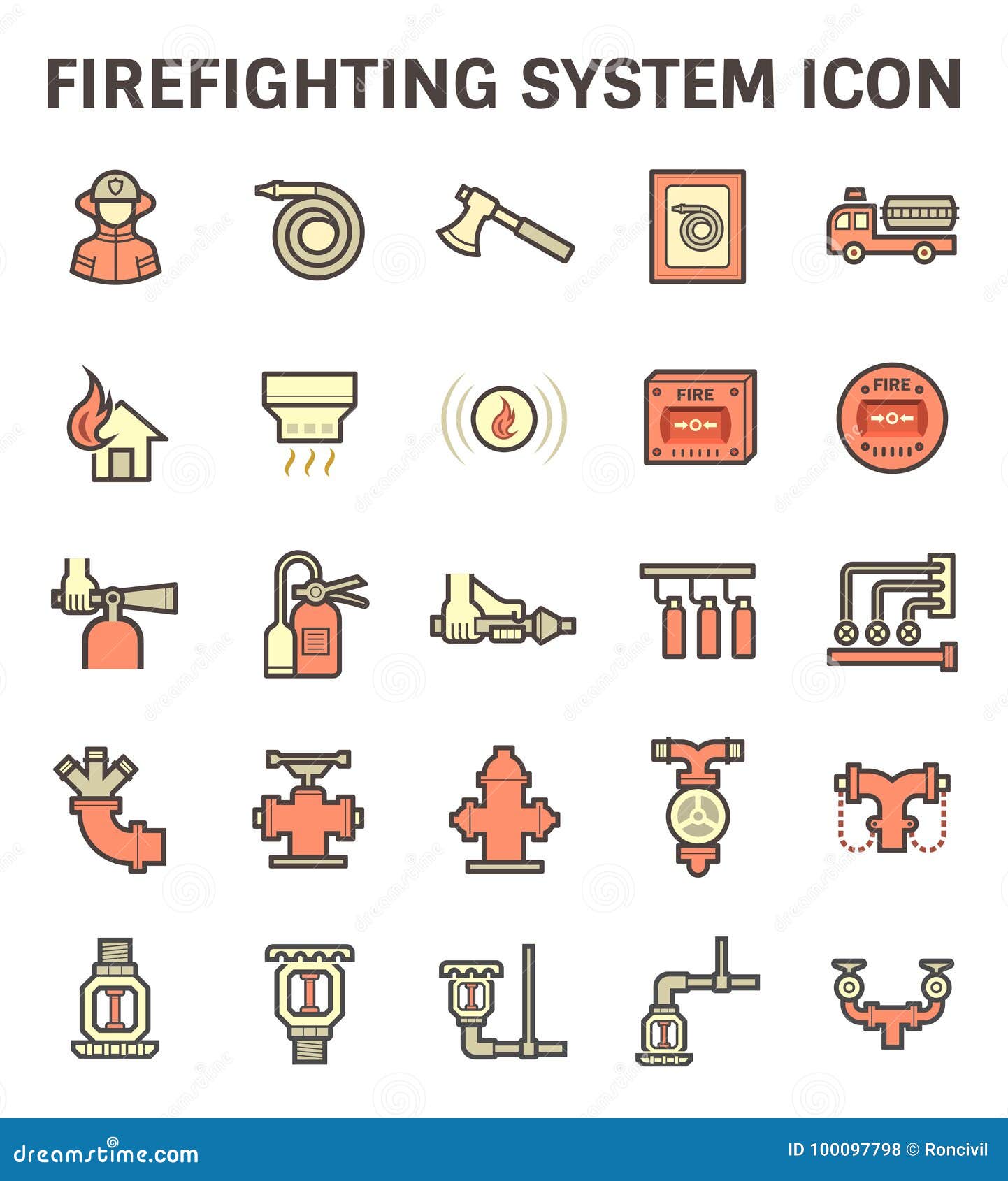 Firefighting system icon stock vector. Illustration of detector - 100097798