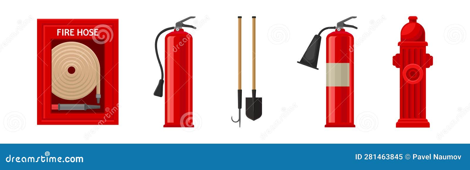 Firefighting Tools and Equipment for Fire Extinguishing Vector Set ...