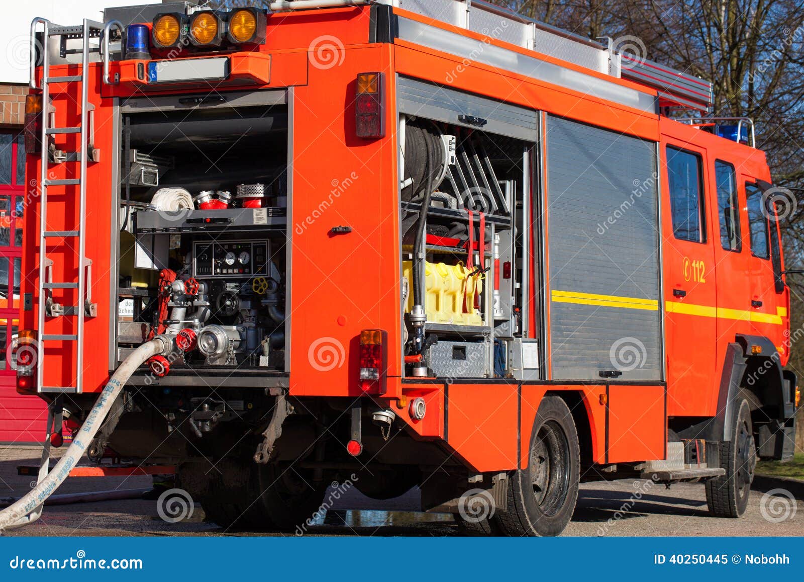 Firefighting Vehicle with Hose Stock Image - Image of help ...