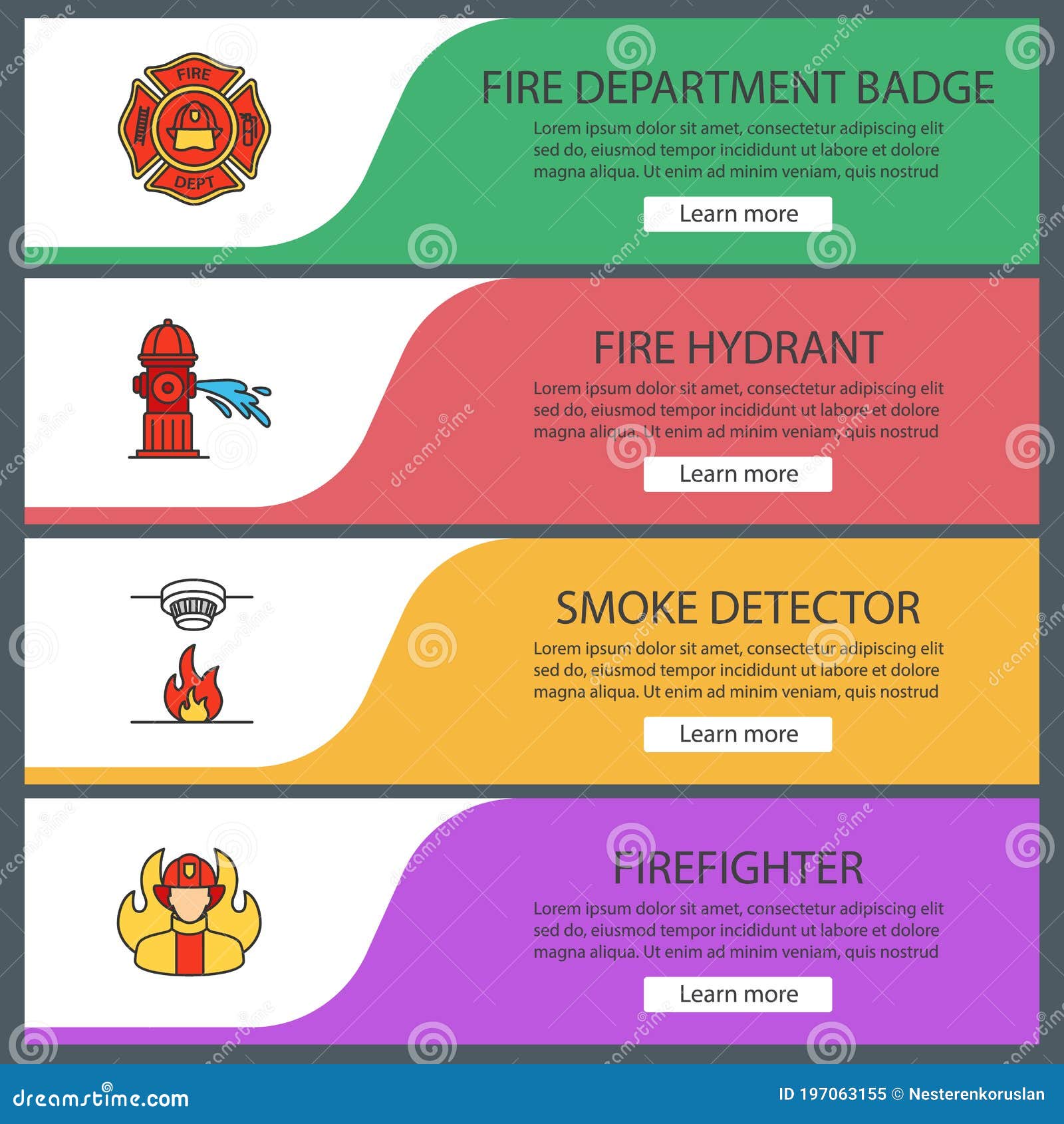 Firefighting Web Banner Templates Set Stock Vector - Illustration of ...