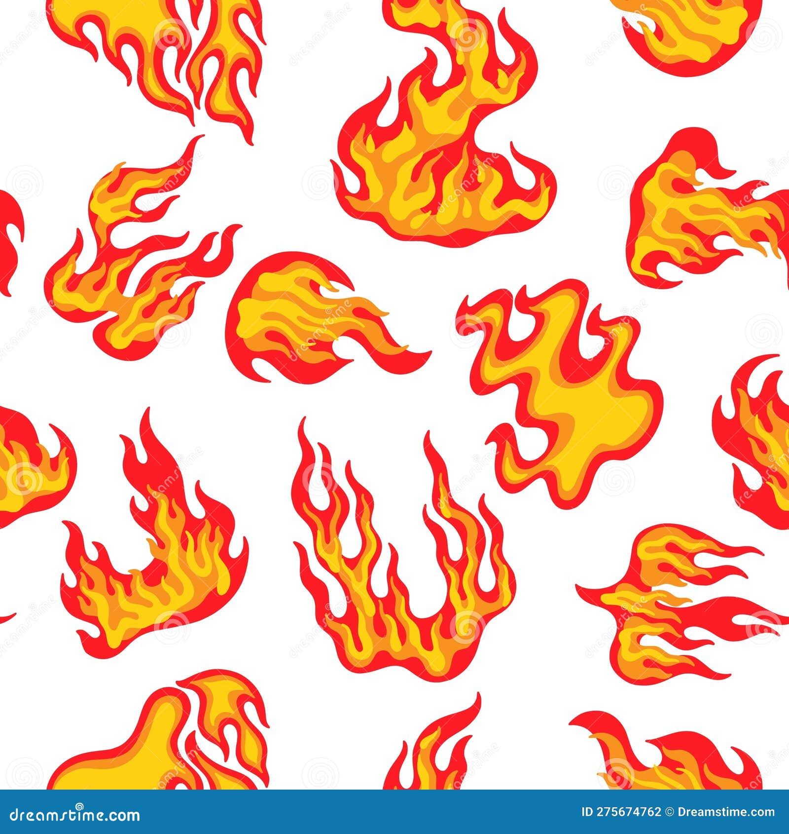 Fireflame Pattern. Fire Flame Seamless Red Texture, Hot Angry or Devil ...