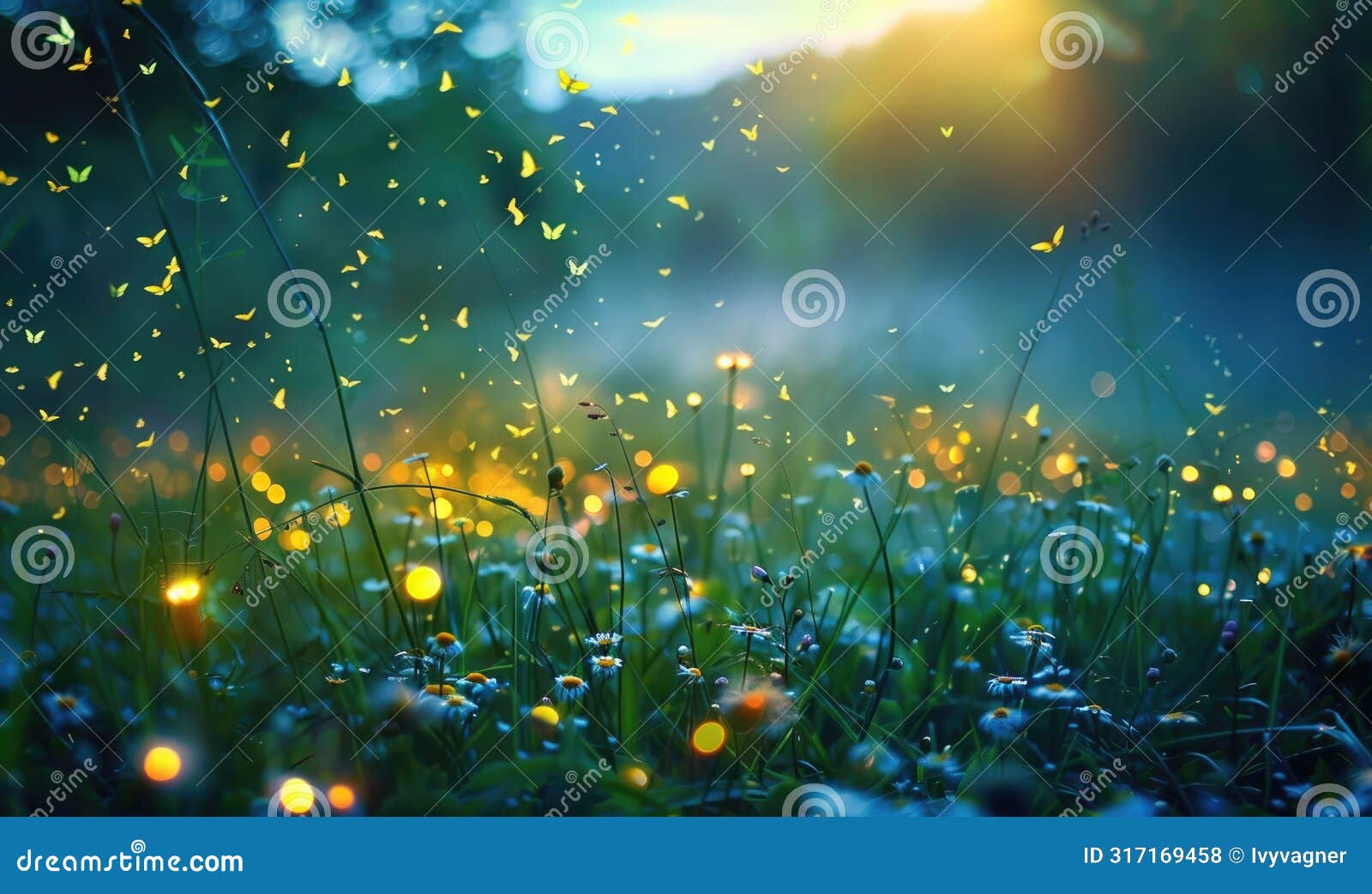 Fireflies Flickering in the Darkness, Mysterious Lights Stock Photo ...