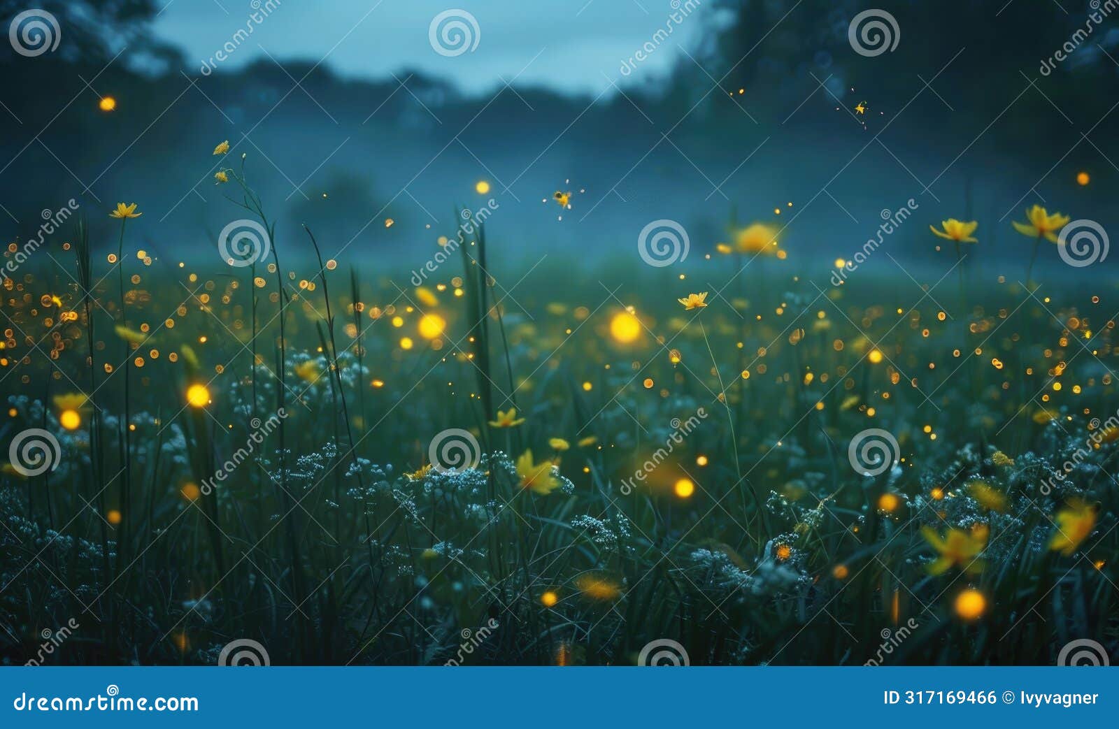 Fireflies Flickering in the Darkness, Mysterious Lights Stock Photo ...