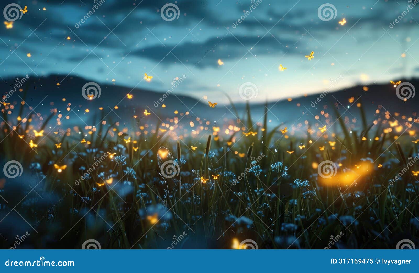 Fireflies Flickering in the Darkness, Mysterious Lights Stock Image ...