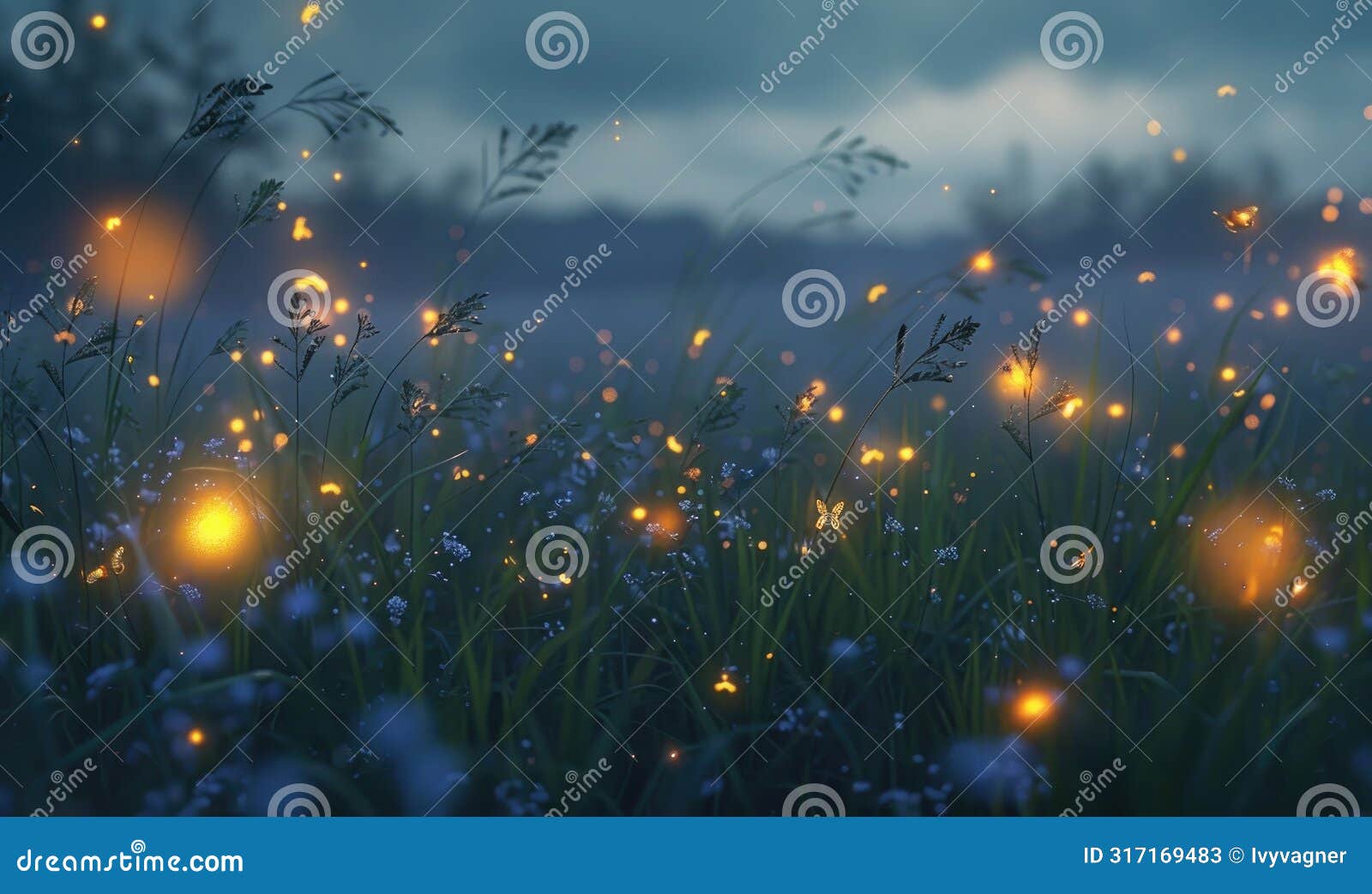 Fireflies Flickering in the Darkness, Mysterious Lights Stock Image ...