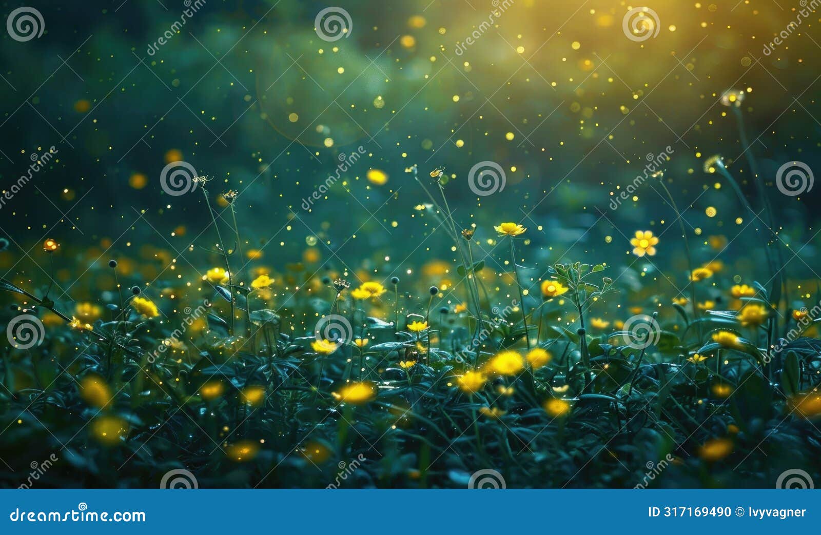 Fireflies Flickering in the Darkness, Mysterious Lights Stock Photo ...