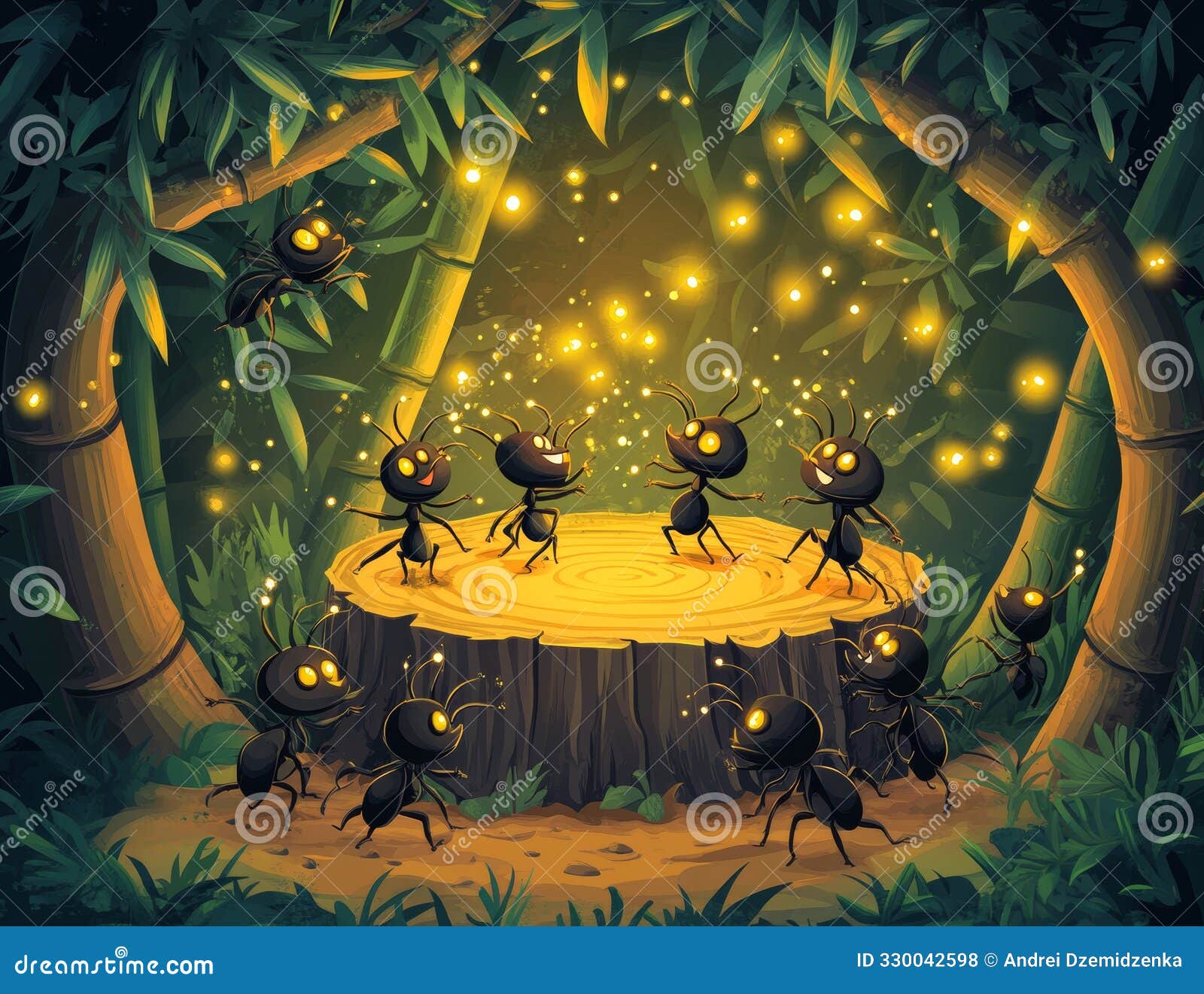 Firefly Colony On Another Planet Featuring Futuristic Buildings And ...