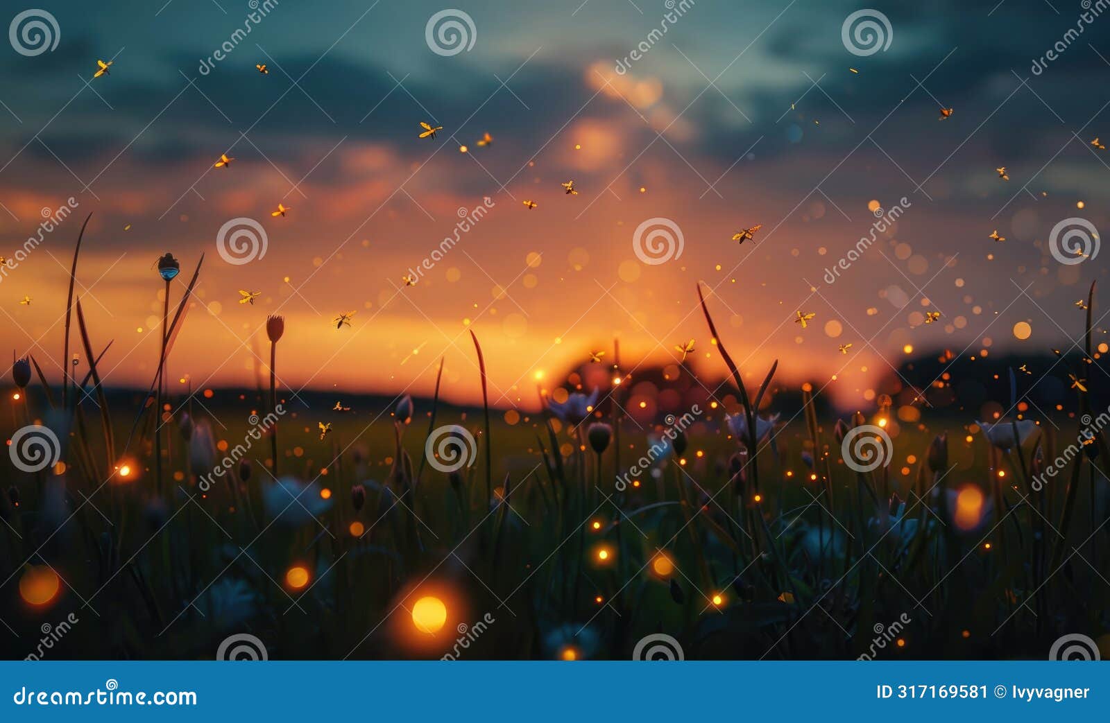 Fireflies Illuminating a Garden while Fireflies Light Up the Underwater ...