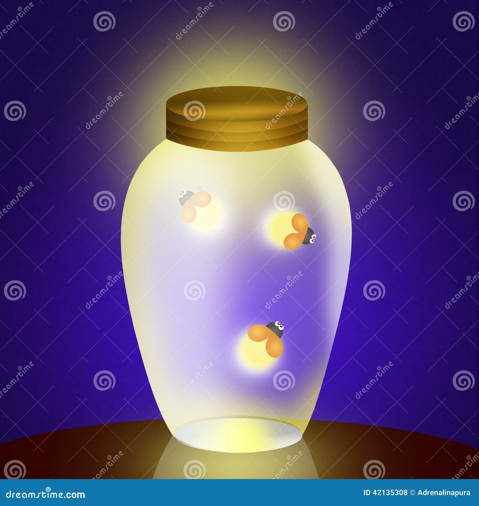 Fireflies in the jar stock illustration. Illustration of abstract ...