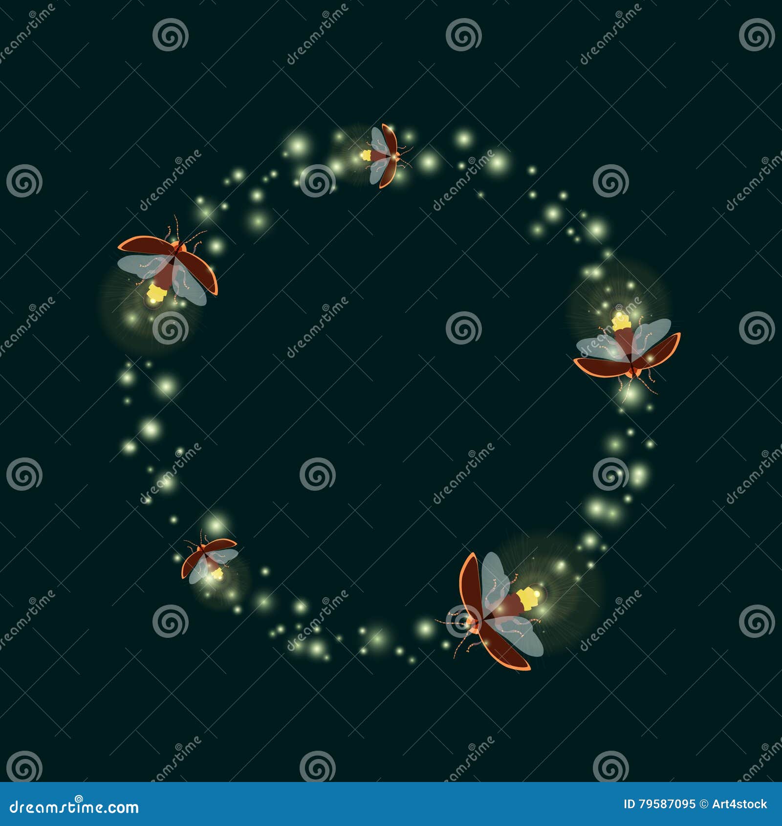 Firefly circle template stock illustration. Illustration of insect ...