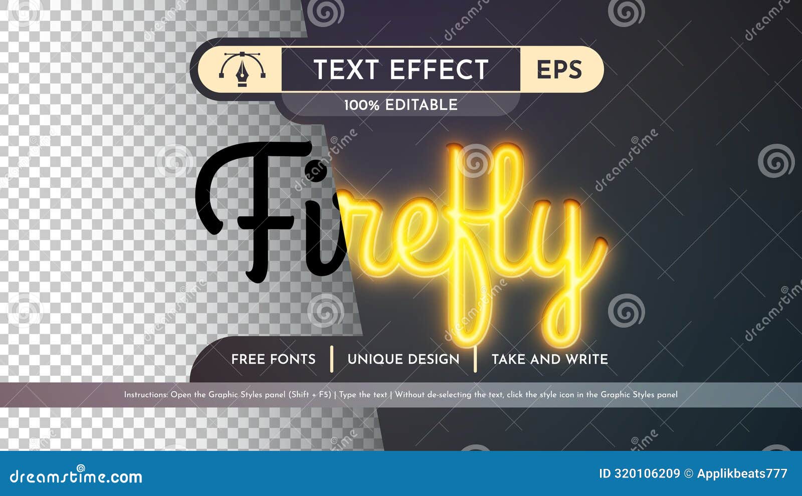 Firefly - Editable Text Effect, Font Style Stock Vector - Illustration ...