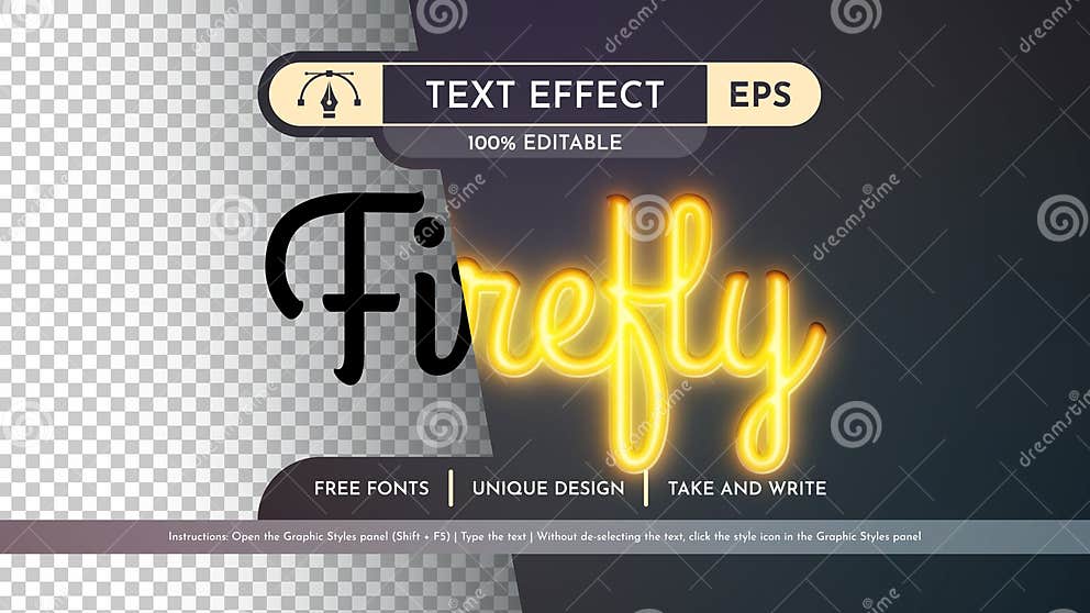 Firefly - Editable Text Effect, Font Style Stock Vector - Illustration ...